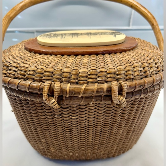 Barlow | Bags | Vintage Barlow Nantucket Woven Wicker Basket Purse Ship ...